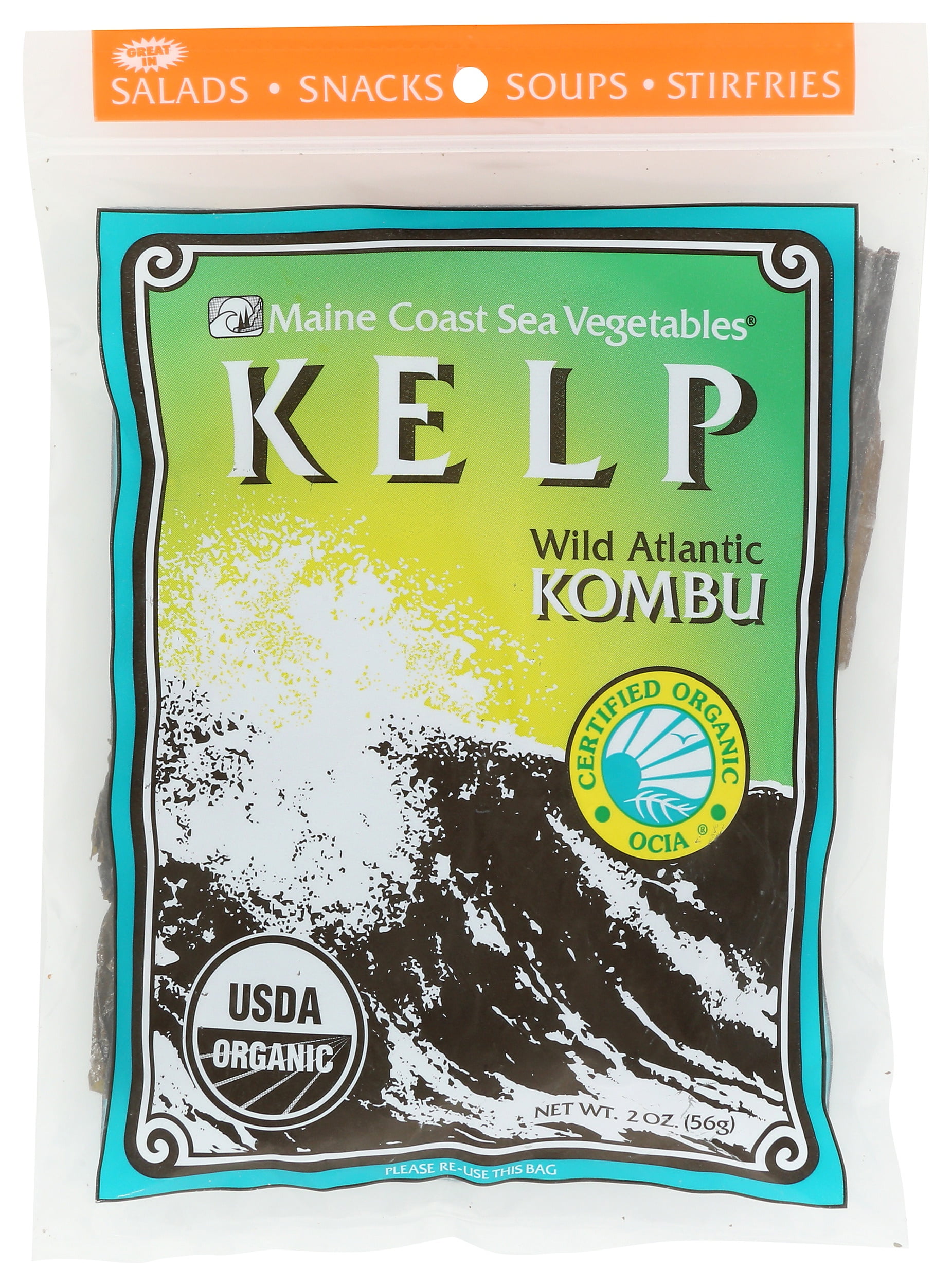 Maine Coast, Wild Atlantic Kombu Kelp, 2oz, Organic Sea Vegetables ...