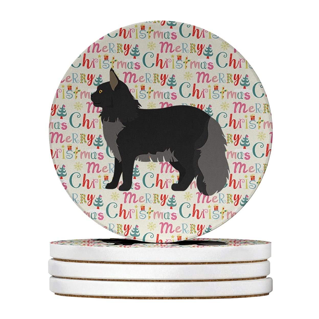 Maine Coon #2 Cat Christmas Large Sandstone Coasters Pack of 4 4 in x 4 ...