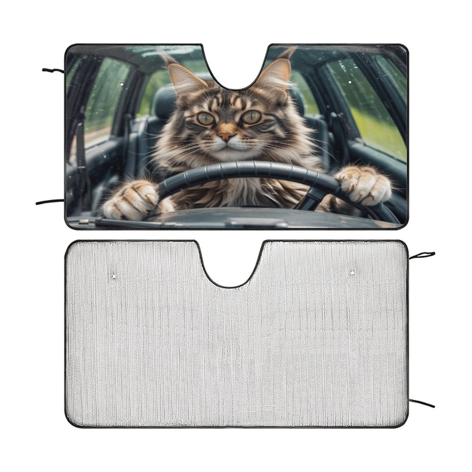 Maine Coon Cat Car Windshield Sun Shade Cute Animal Fold-able UV Ray ...