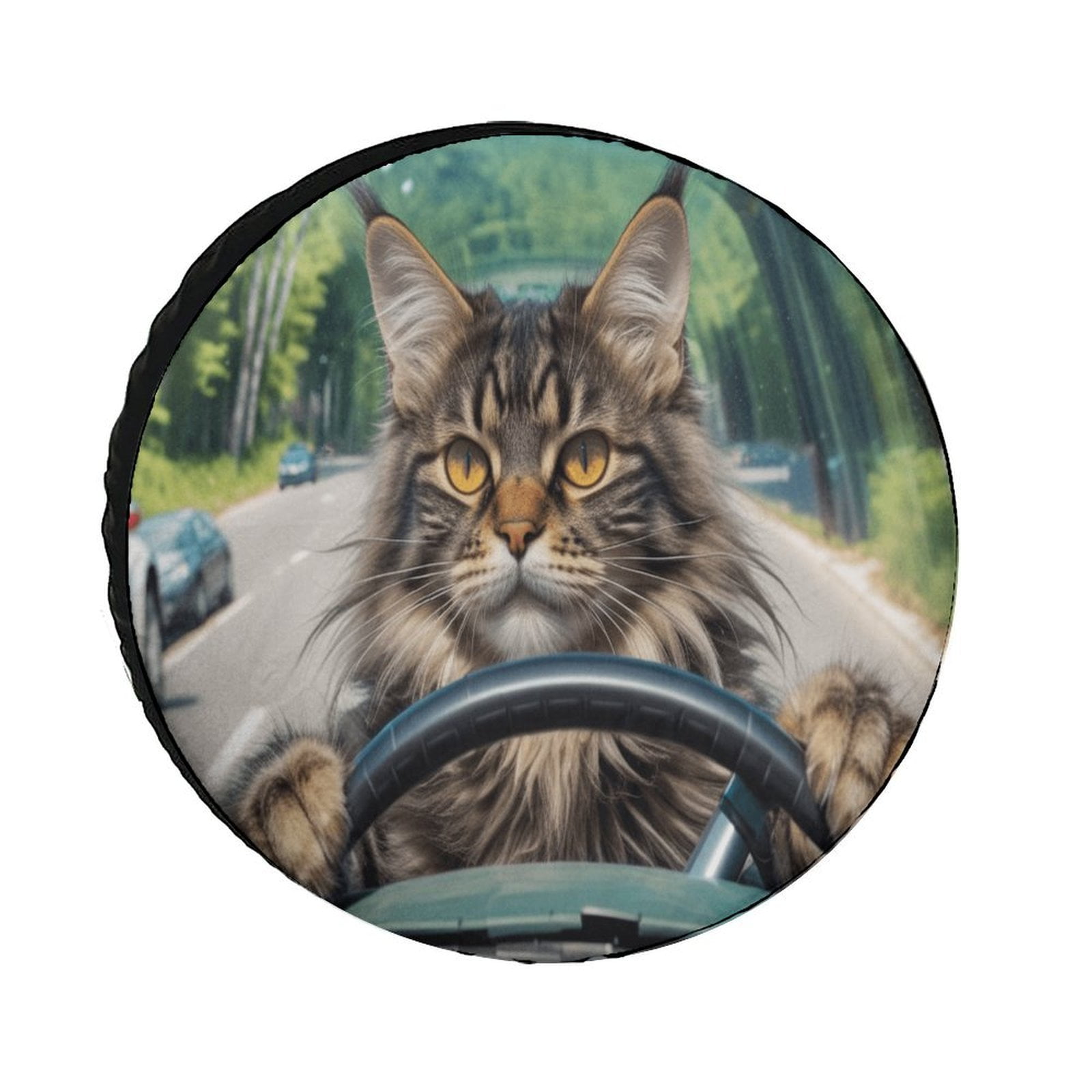 Maine Coon Cat Driving Printed Camper Spare Tire Cover 34 Inch ...