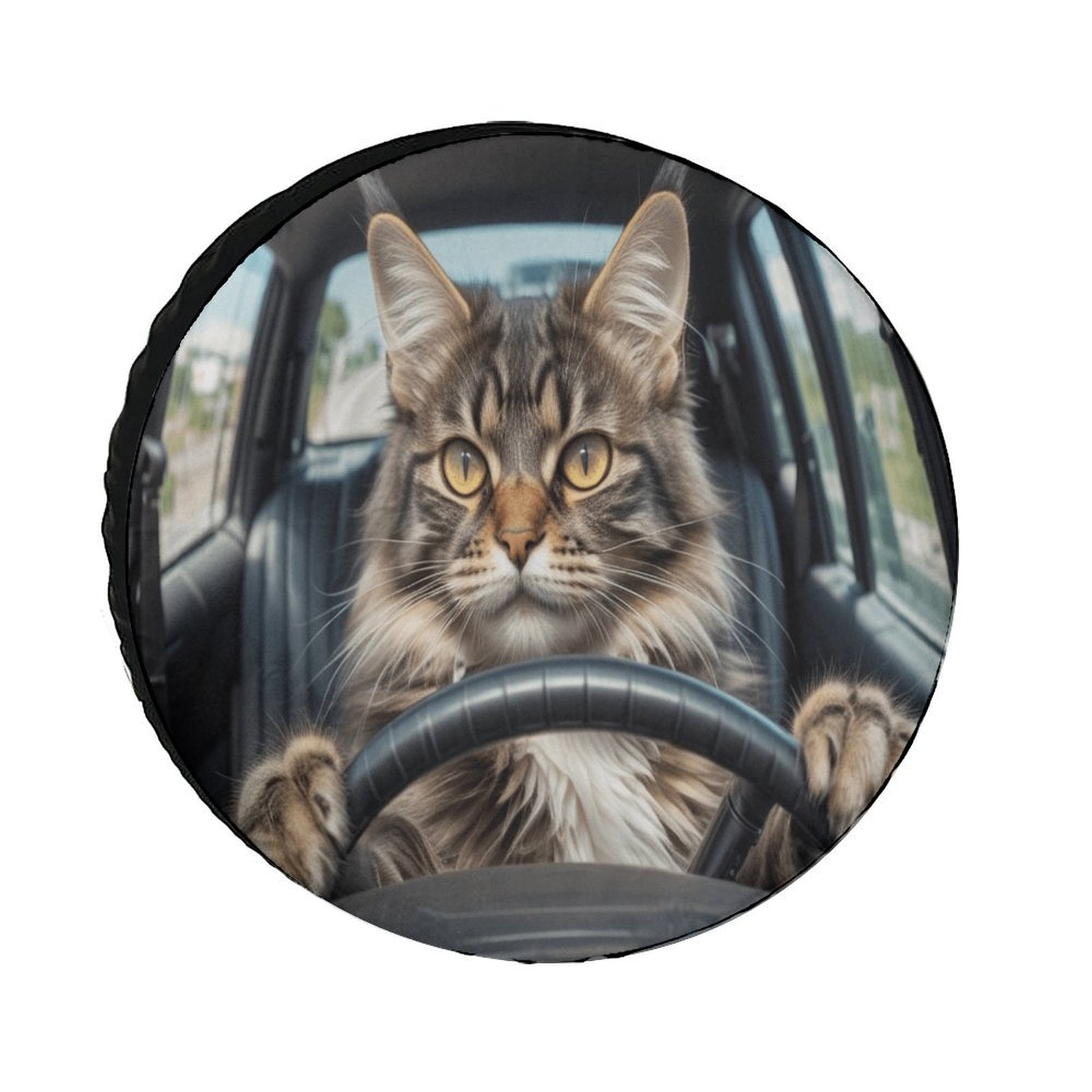 Maine Coon Cat Driving Printed Spare Tire Cover for Trailer RV – Oxford ...