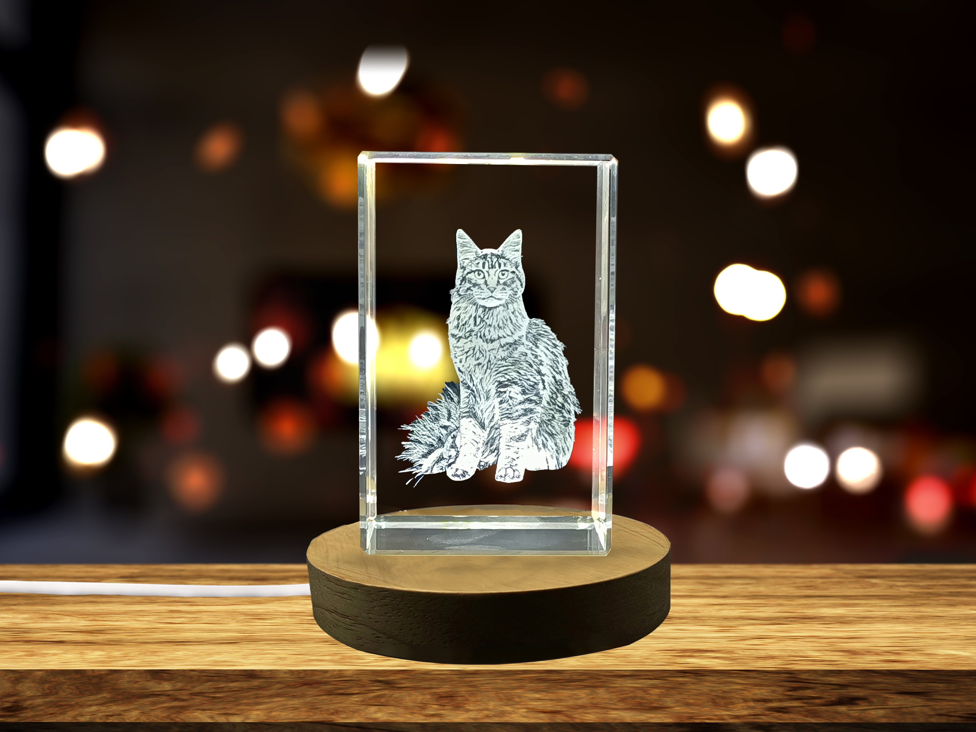 Maine Coon Cat Engraved Crystal Gift | Unique Crystal Statue for Maine ...