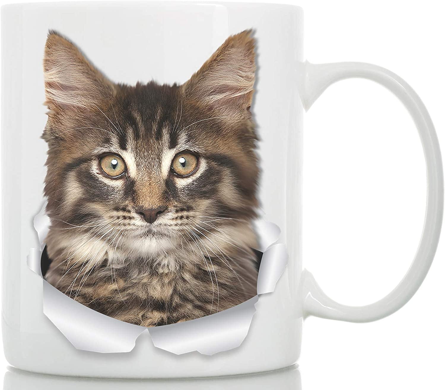 Maine Coon Cat Mug - Tabby Maine Coon Kitten Ceramic Coffee Mug ...