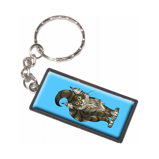 Maine Coon Cat On Blue Keychain Key Chain Ring - Walmart.com