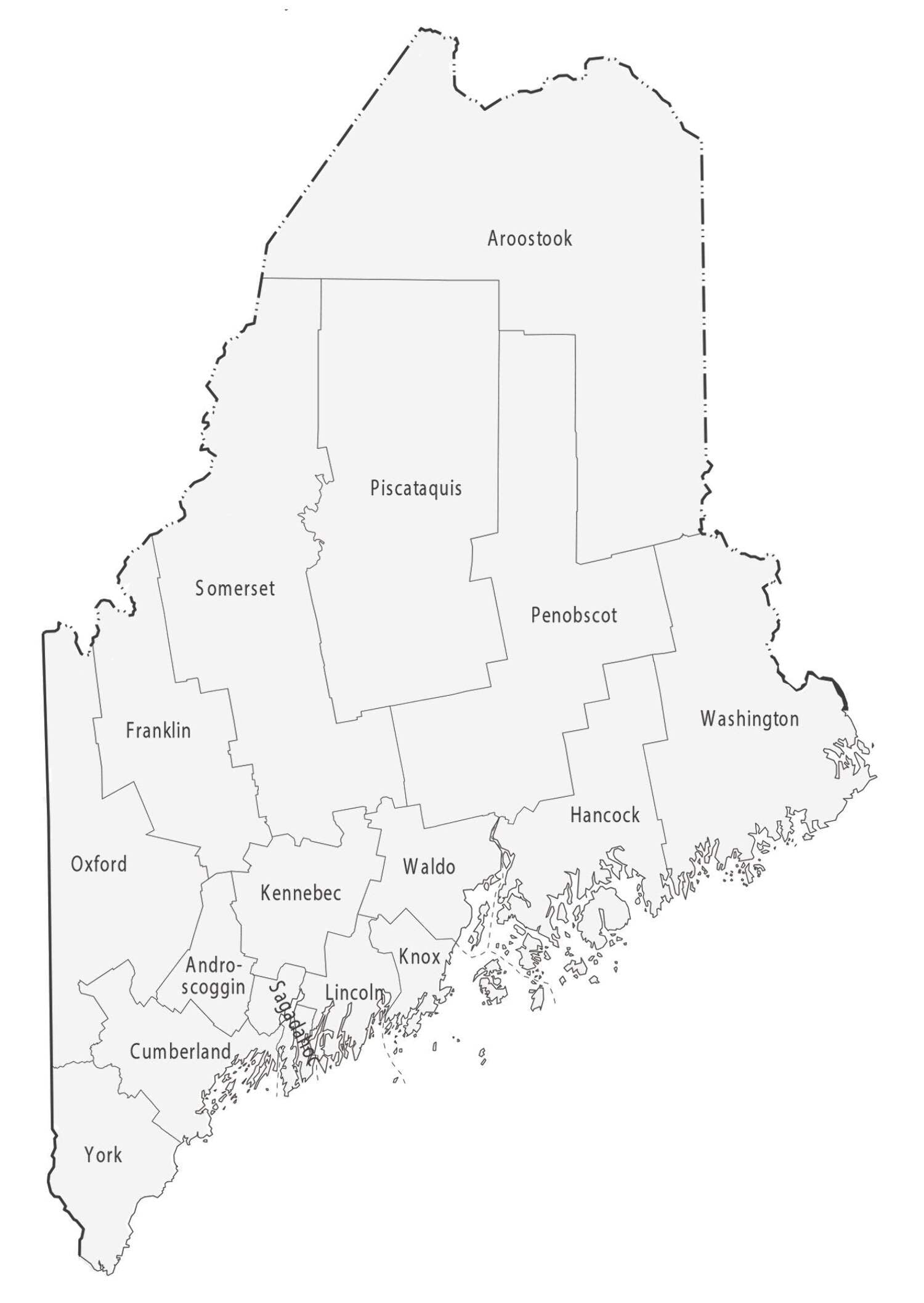 Maine County Map GLOSSY POSTER PICTURE PHOTO PRINT BANNER ...