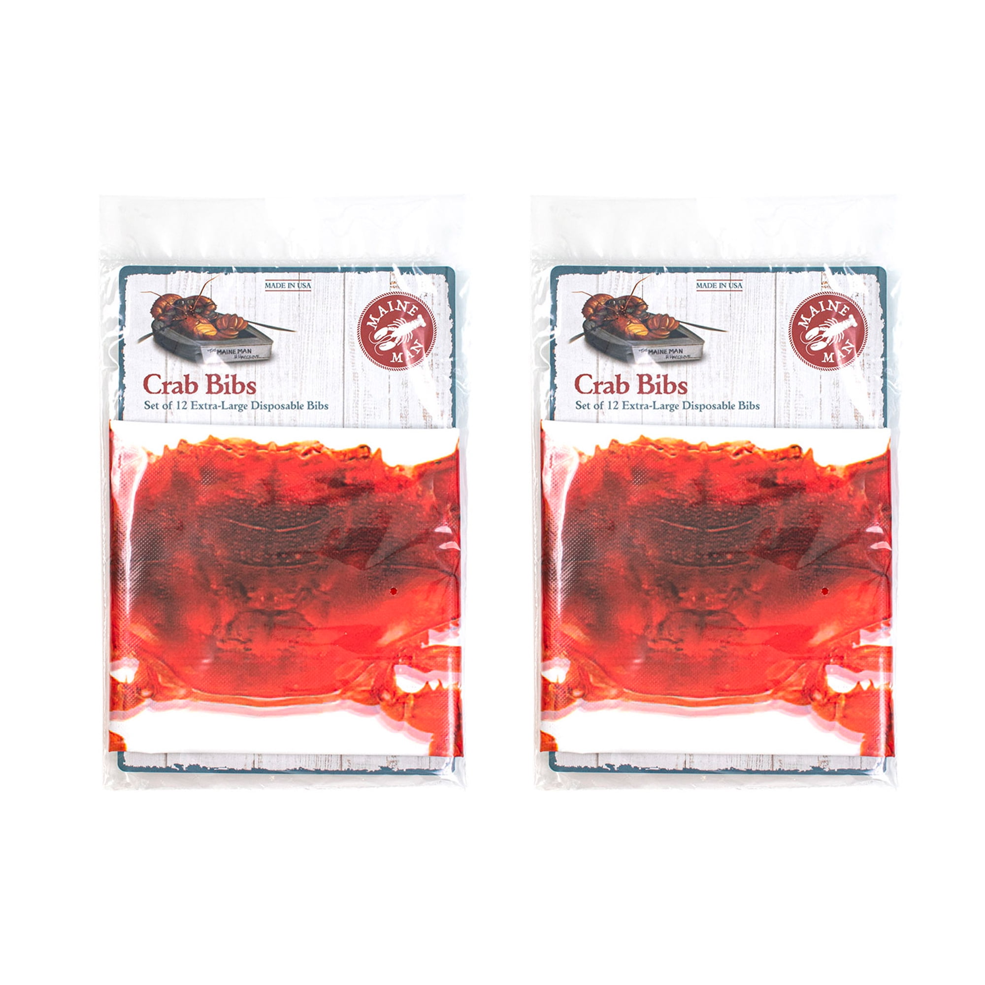 Maine Man Seafood Disposable Crab Bibs, 2 Sets of 12 - Walmart.com