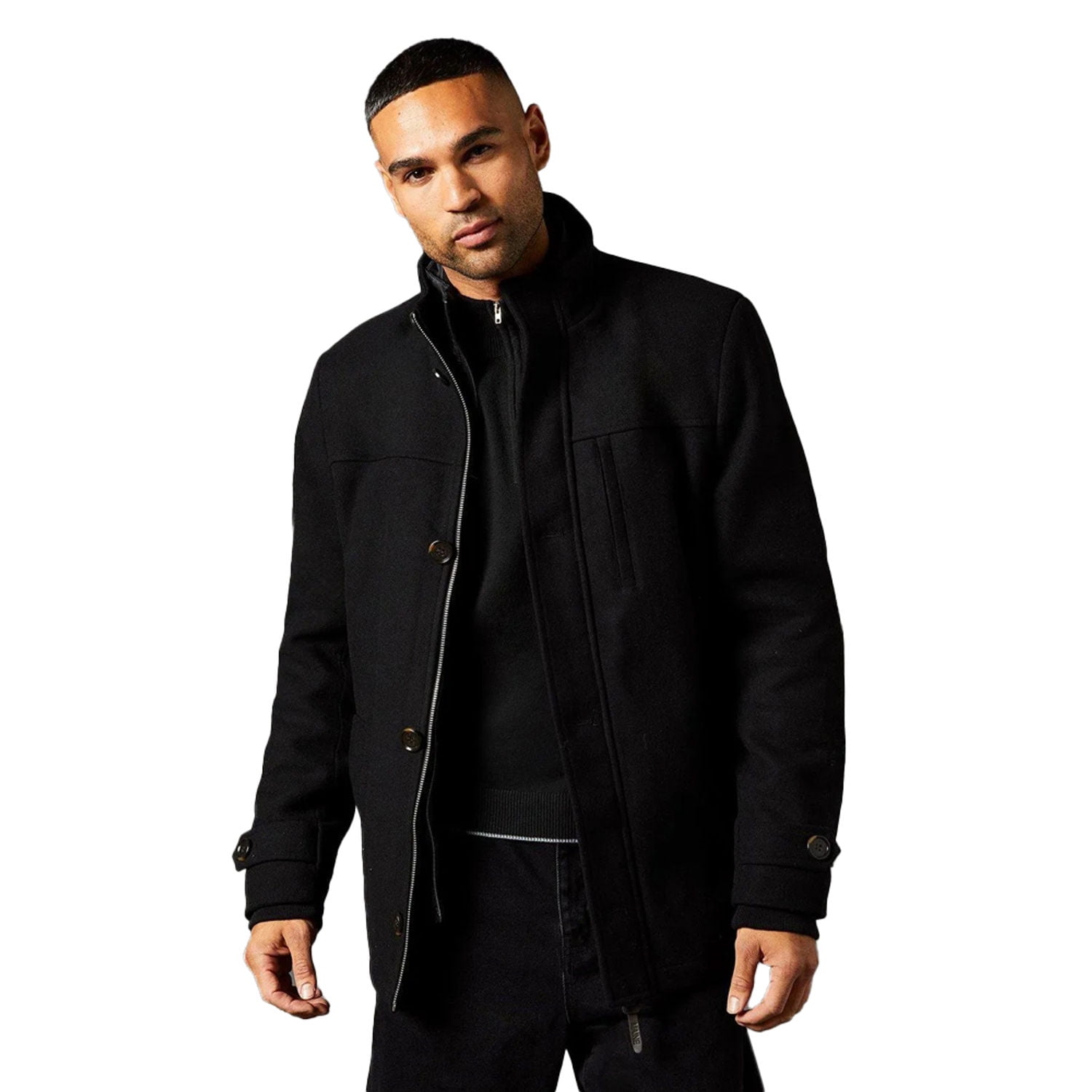 Maine Mens Wool Blend Funnel Neck Jacket - Walmart.com