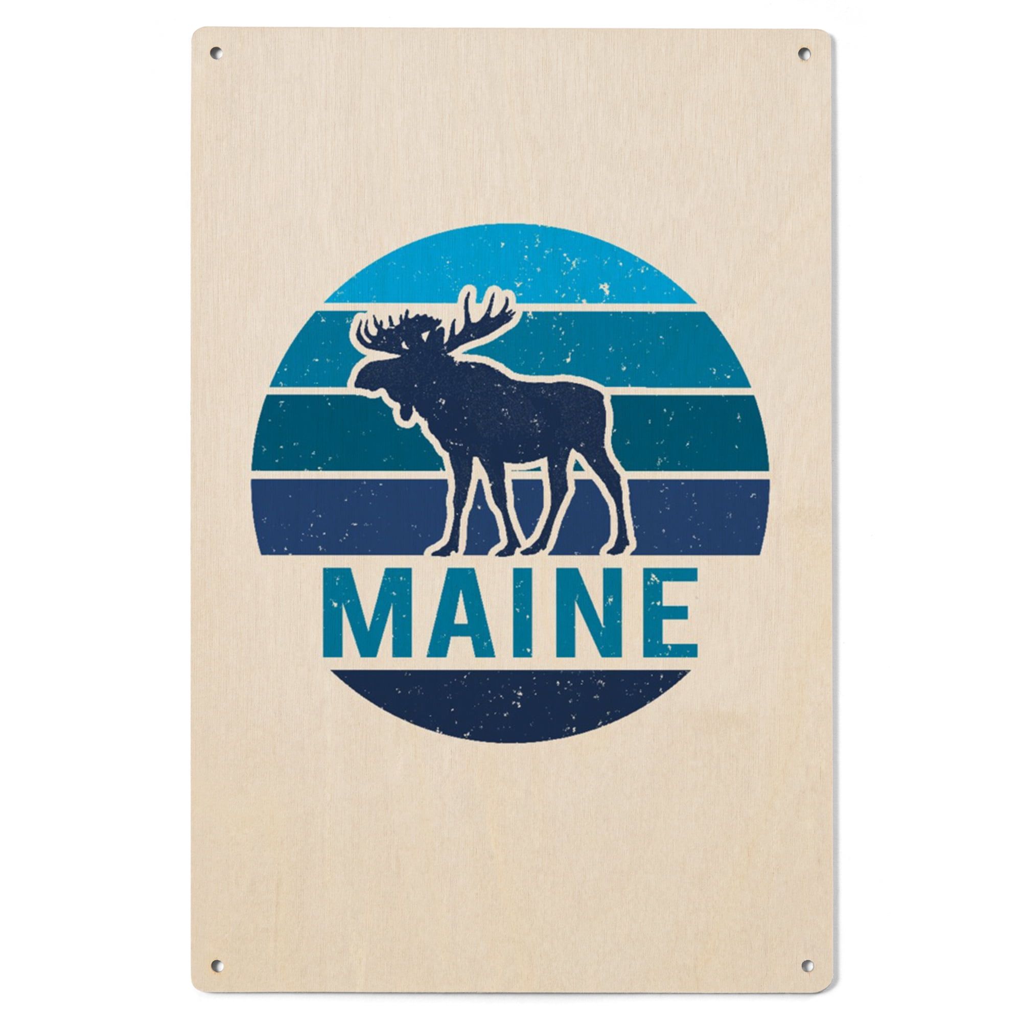 Maine, Moose Vector, Contour Birch Wood Wall Sign (6x9 Rustic Home ...