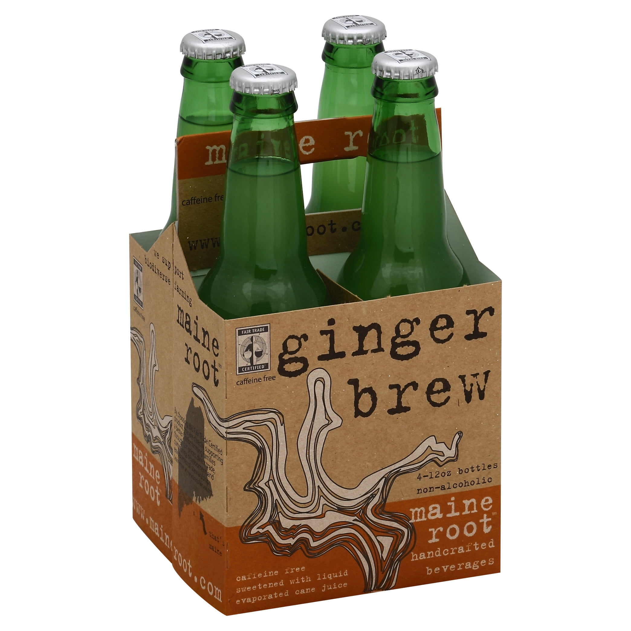 Maine Root Sweetened Ginger Brew Soda 4 Pack 48 fl oz (Pack Of 6 ...