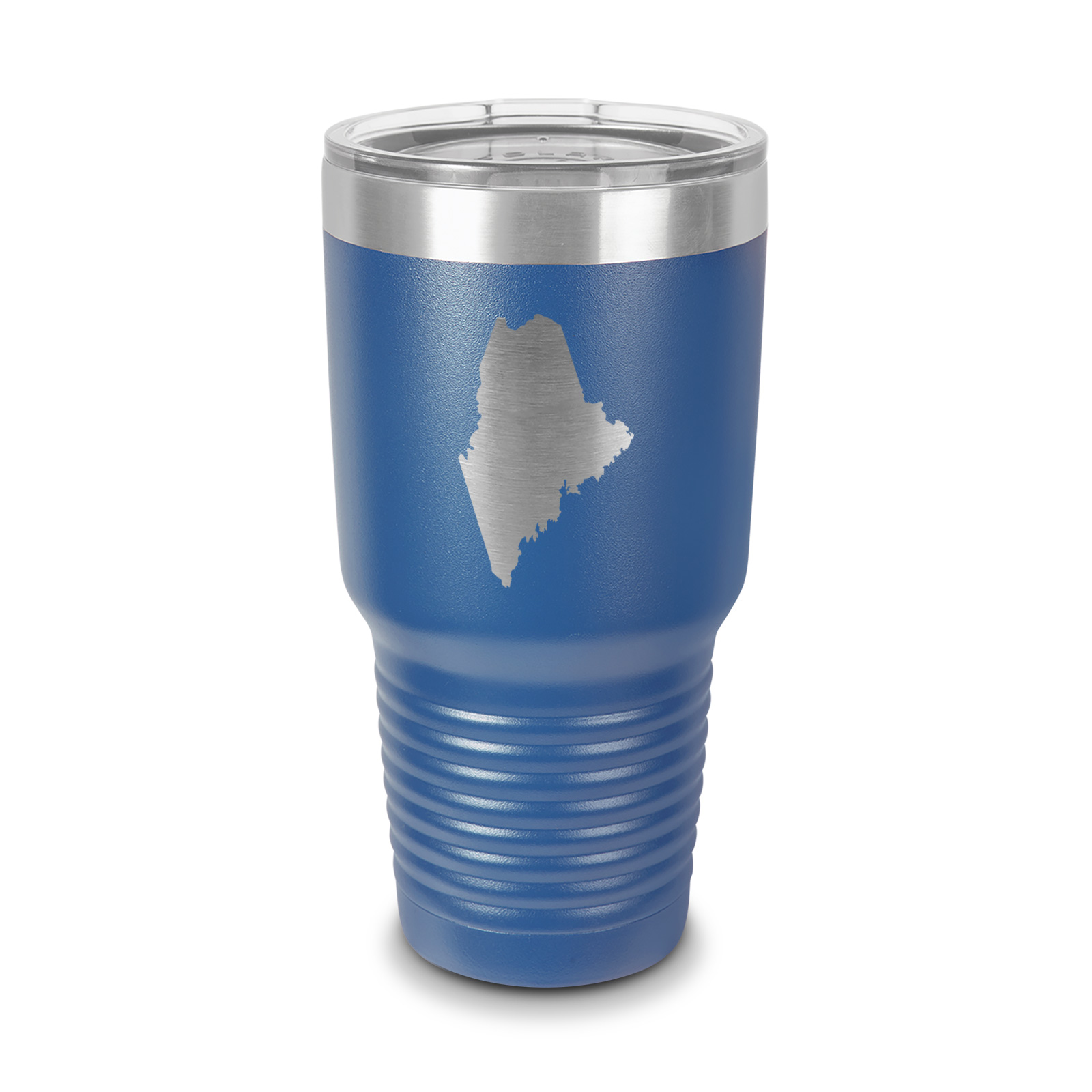 Maine Shaped Tumbler 30 oz - Laser Engraved w/ Clear Lid - Stainless ...