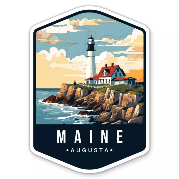Maine State Badge Travel Sticker Phone Decal Water Bottle Stickers Car ...