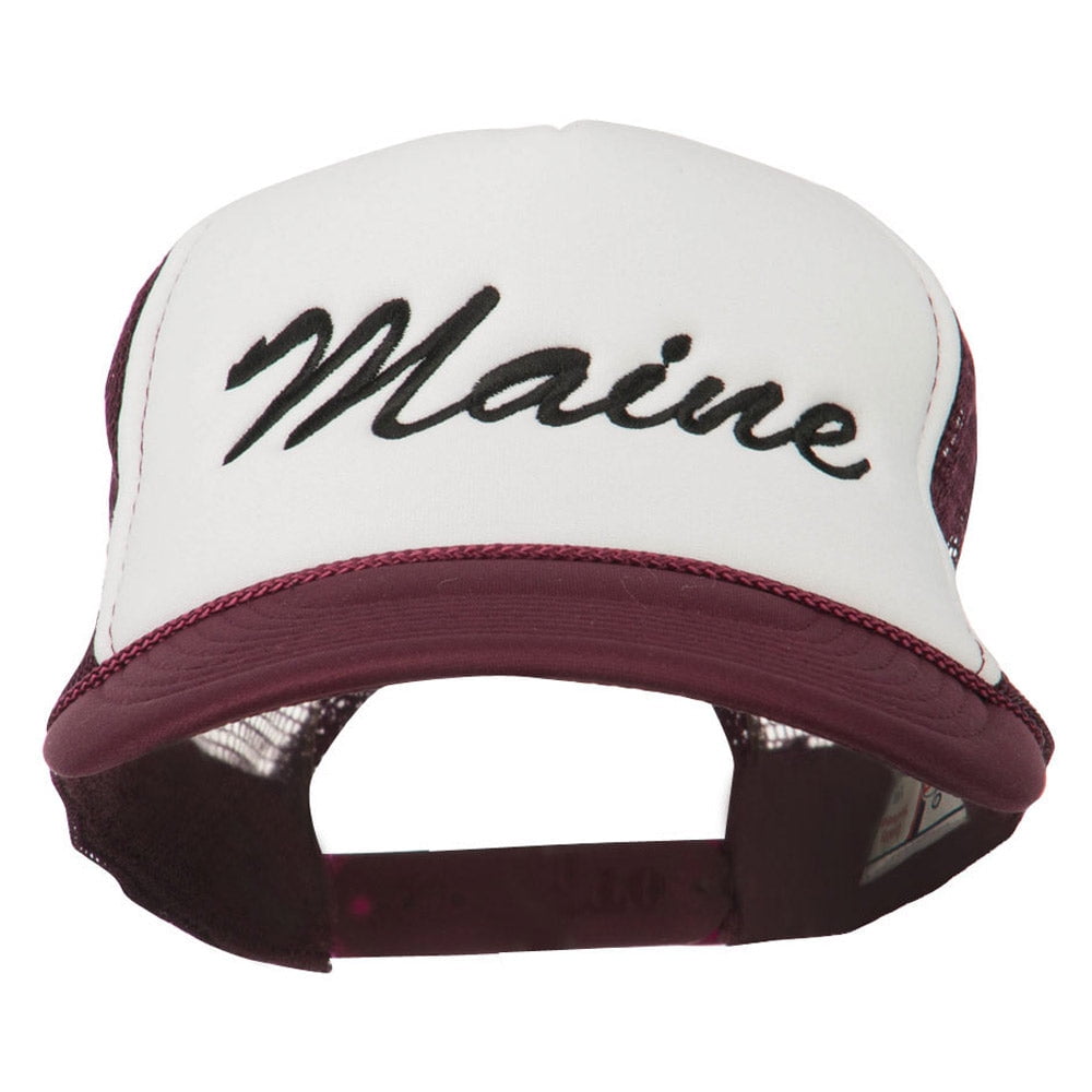 Maine State Embroidered Mesh Cap - Maroon White OSFM - Walmart.com