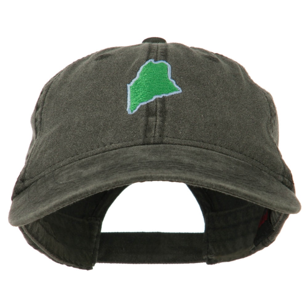 Maine State Map Embroidered Washed Cotton Cap - Black OSFM - Walmart.com