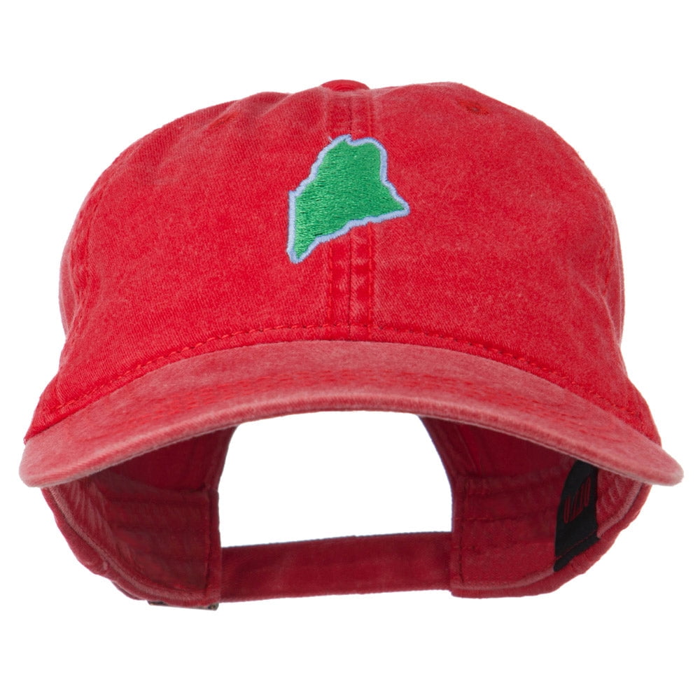 Maine State Map Embroidered Washed Cotton Cap - Red OSFM - Walmart.com