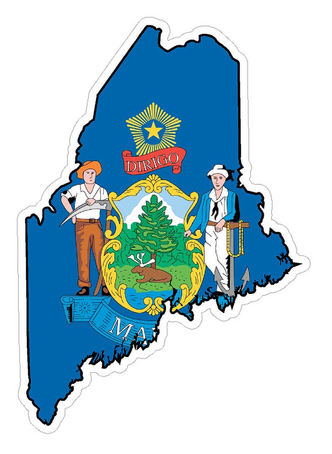 Maine State (Q20) Shape Flag Vinyl Decal Sticker Car/Truck Laptop ...