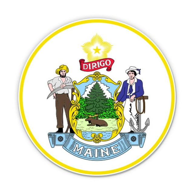 Maine State Seal - 8" Vinyl Sticker - For Car Laptop I-Pad - Waterproof ...