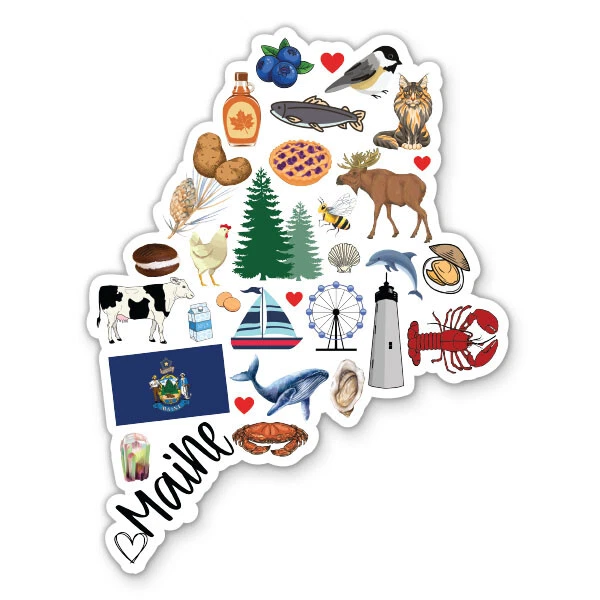 Maine State Travel Sticker Phone Decal Water Bottle Stickers Car Decals ...