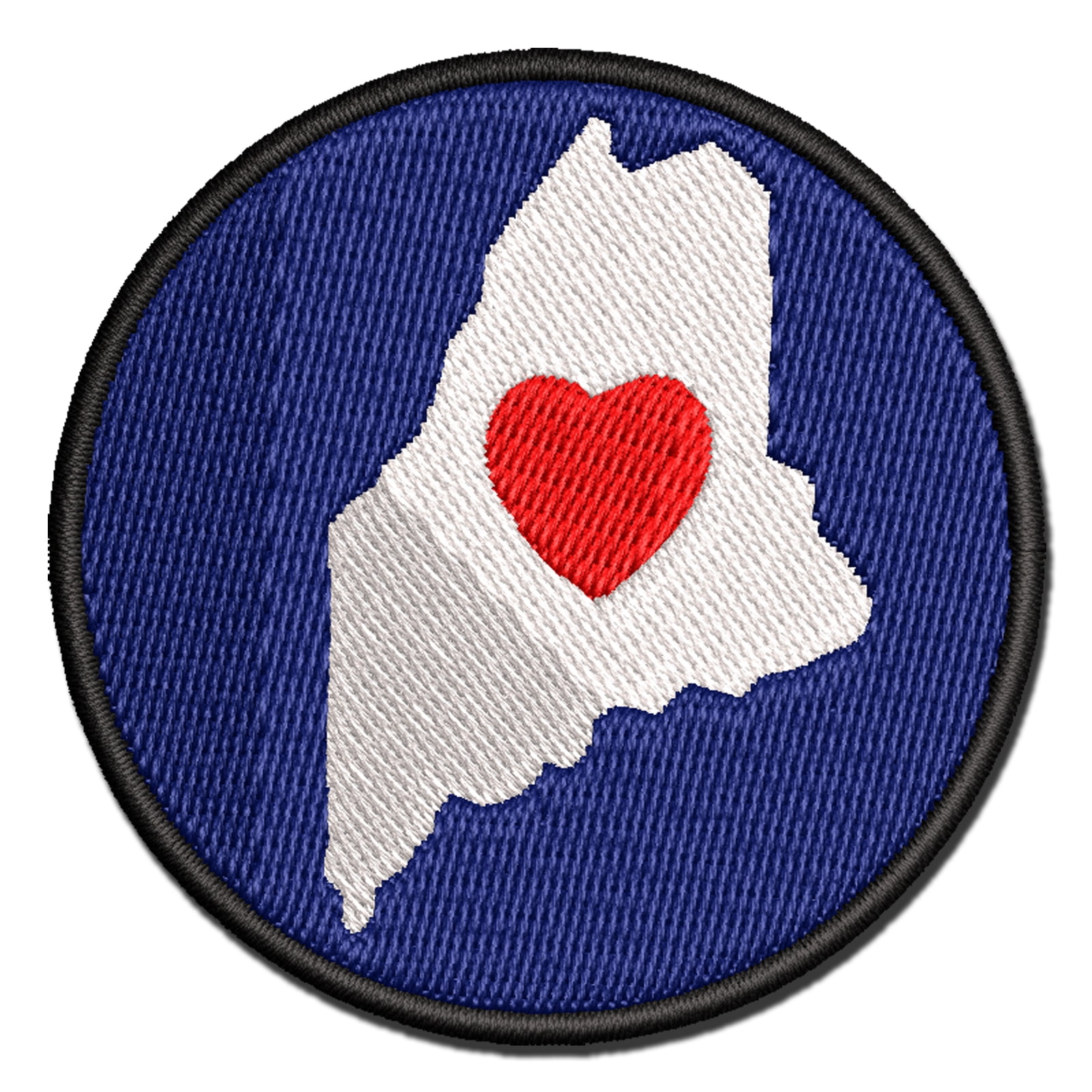 Maine State with Heart Applique Multi-Color Embroidered Hook & Loop ...