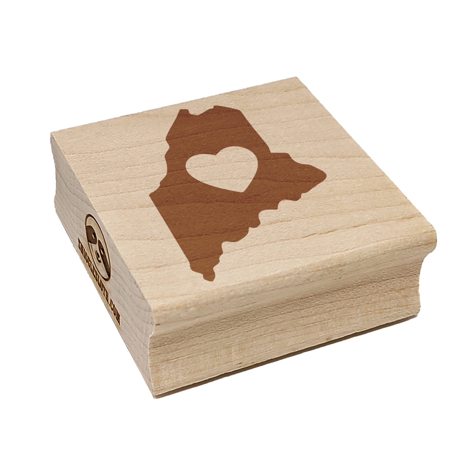 Maine State with Heart Square Rubber Stamp Stamping Scrapbooking ...