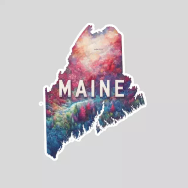 Maine Sticker State Outline Novelty Laptop Car Outdoor Hiking Sticker ...