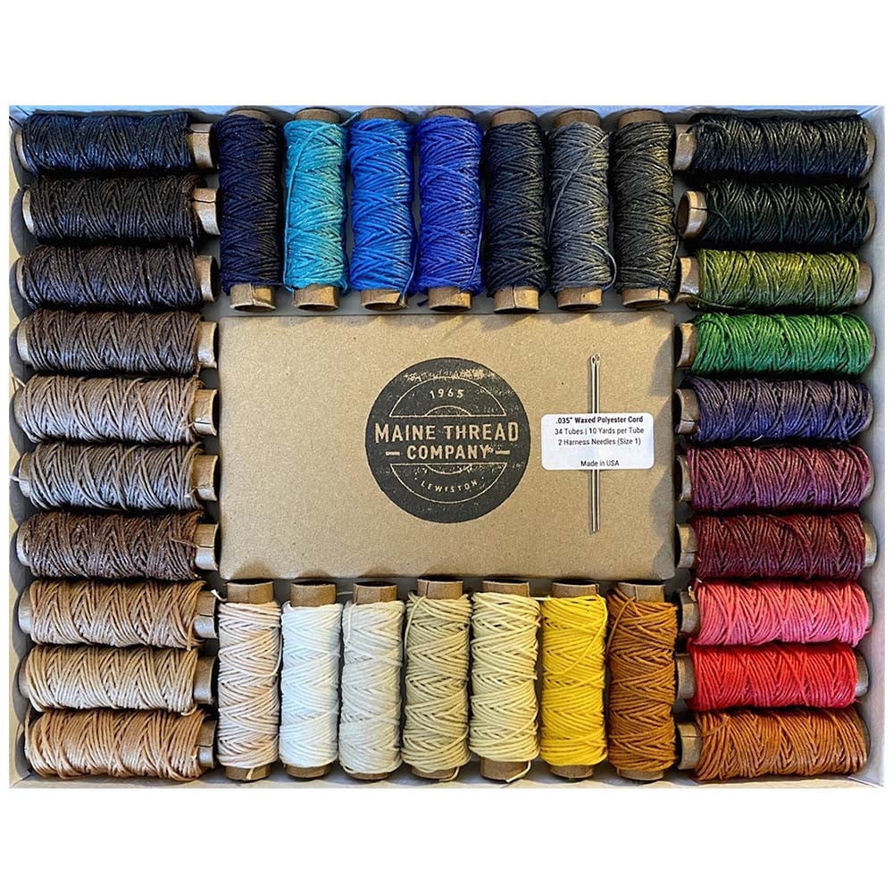 Maine Thread, Twisted Waxed Cord, 34 Color Set, .035" - Walmart.com