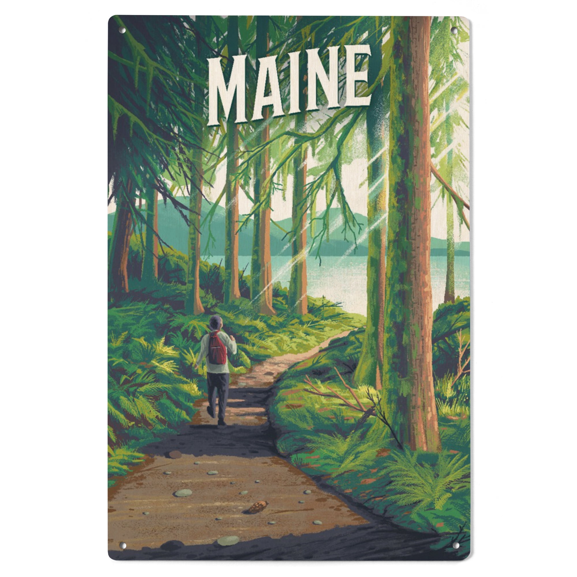 Maine, Walk In The Woods, Day Hike Birch Wood Wall Sign (6x9 Rustic ...