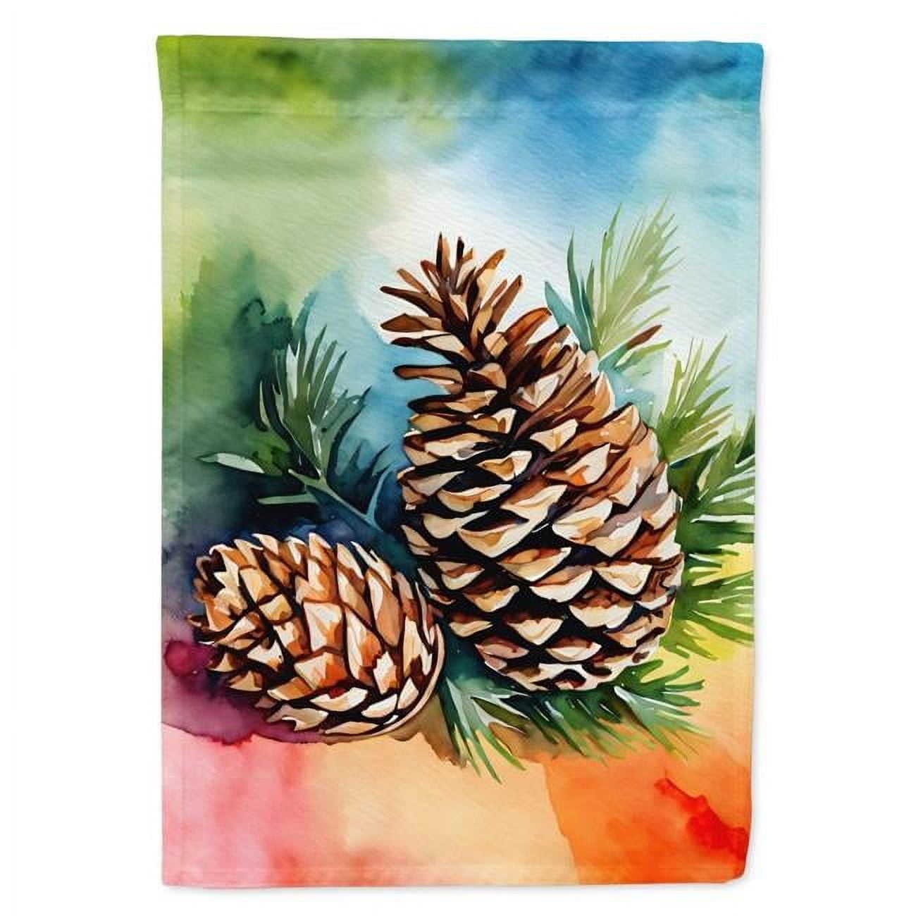 Maine White Pine Cone and Tassels in Watercolor Garden Flag 11.25 in x ...