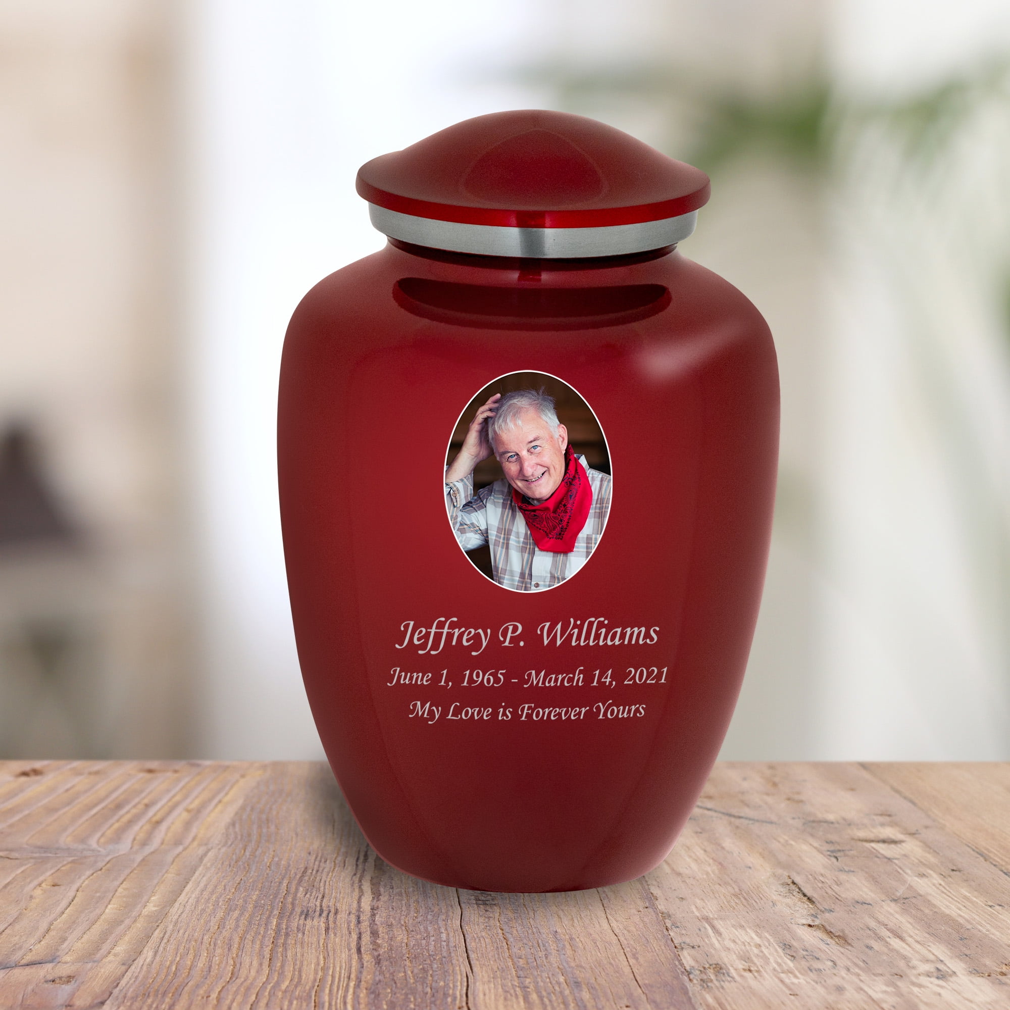 Mainely Urns and Memorials Crimson Aluminum Medium Cremation Urn with ...