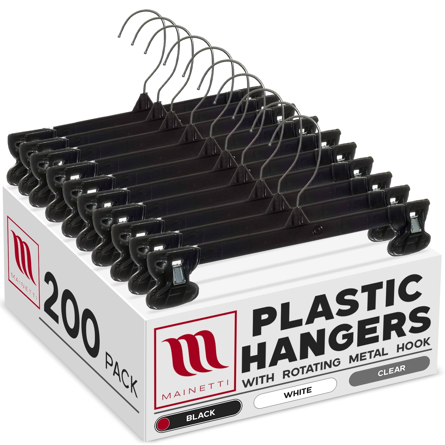 Mainetti 6010 Adult Plastic 10-Inch Clothes Hangers with Rotating Metal ...
