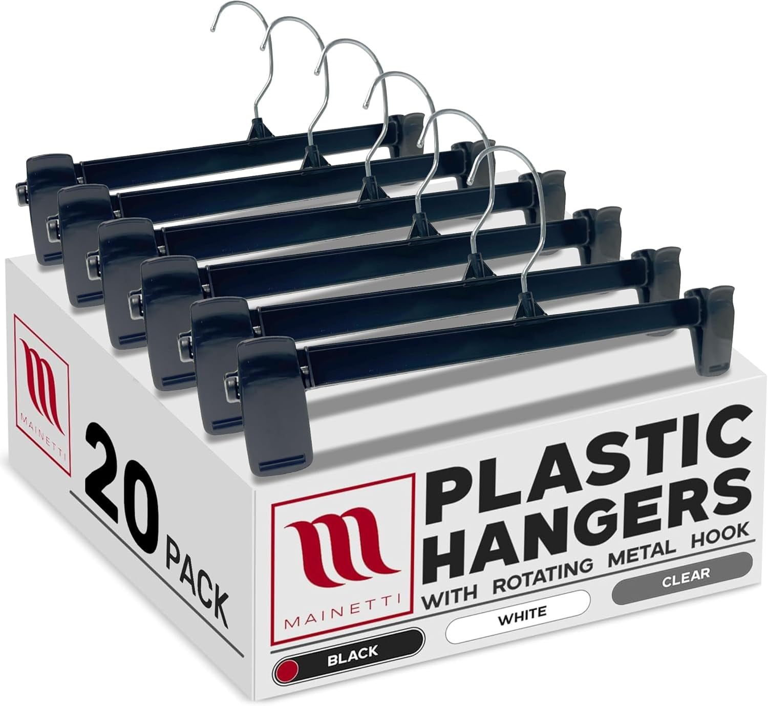 Mainetti Brand Plastic Clothes Bottom Hangers in clear 20 Count ...