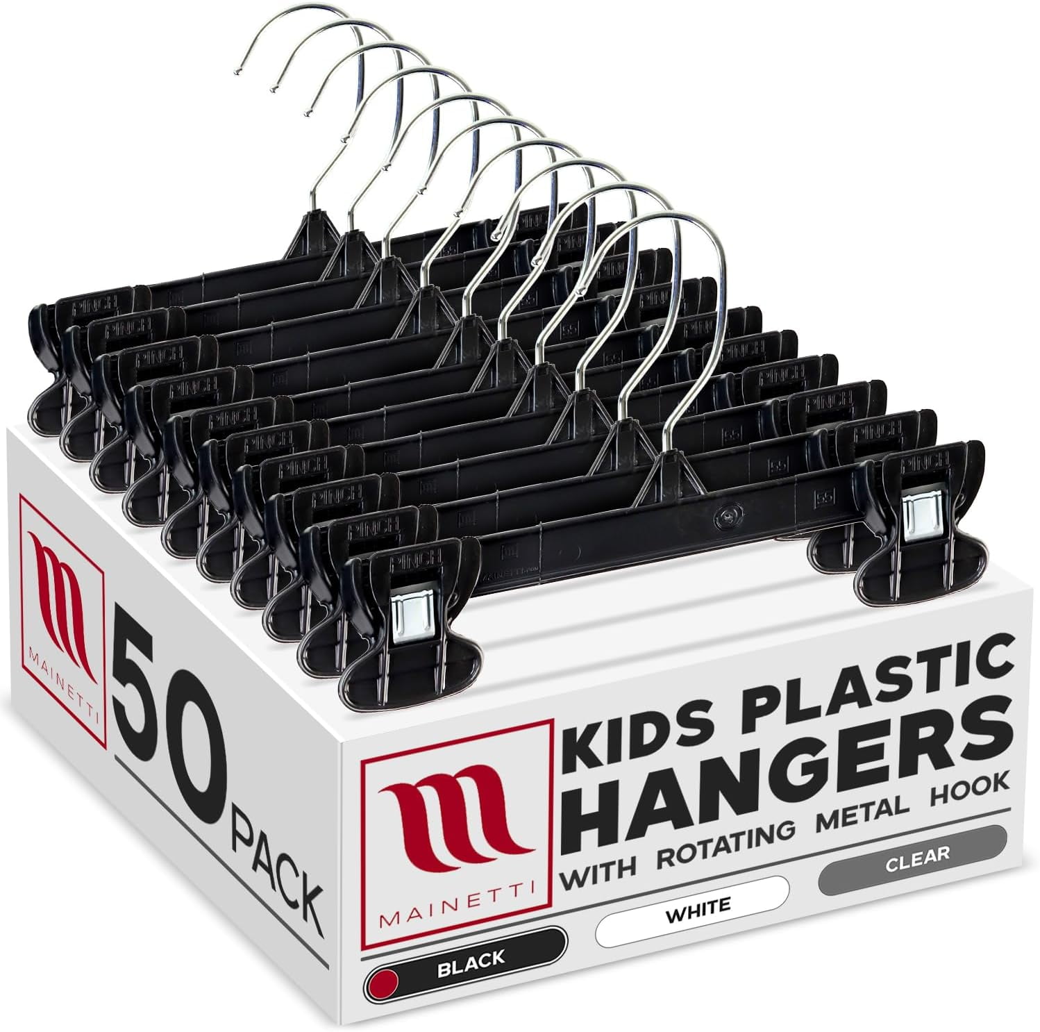 Mainetti Brand Plastic Clothes Bottom Hangers in clear 50 Count ...