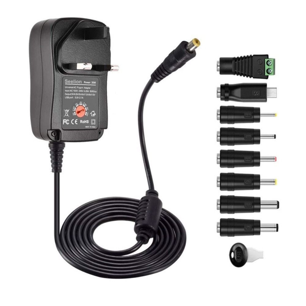 Mains Plug LED Light Bulb Strip Adjustable 3V-12V Power Supply Power ...