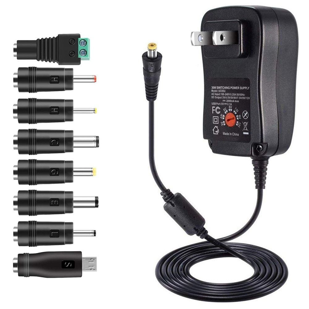 Mains Plug LED Light Bulb Strip Adjustable 3V-12V Power Supply Power ...