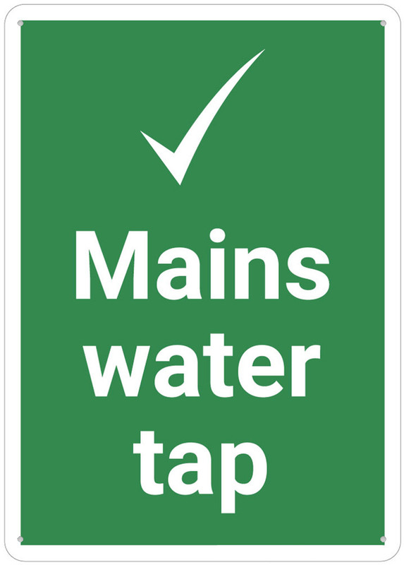 Mains Water Tap Check Mark Sign Metal 12X8 Inch Rust Free Aluminum, Uv ...