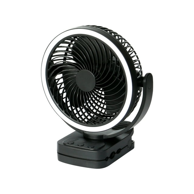 Mainstay 7 "Rechargeable USB Clip and Table Fan with LED Black ...