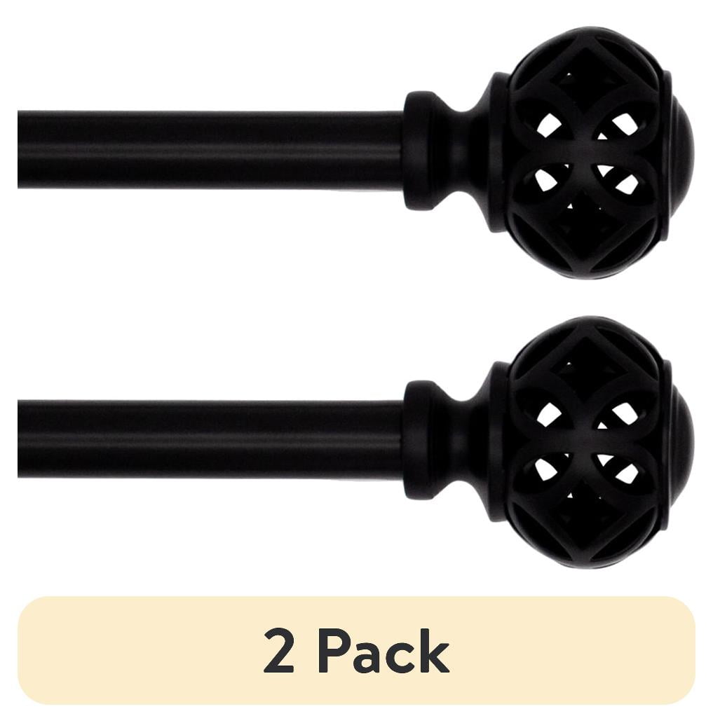 (2 pack) Mainstays 1/2 inch Black Cage, 28 to 48” Width, Single Curtain ...