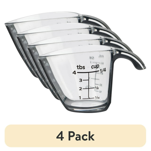 (4 pack) Mainstays 1/4C Plastic Mini Measuring Cup, Black/Transparent ...