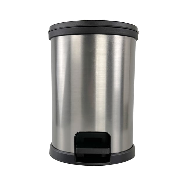 Mainstays 1.5 Gallon Trash Can, Plastic Round Step Bathroom Trash Can ...