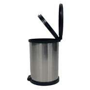 Mainstays 1.5 Gallon Round White Plastic Bathroom Step Trash Can ...