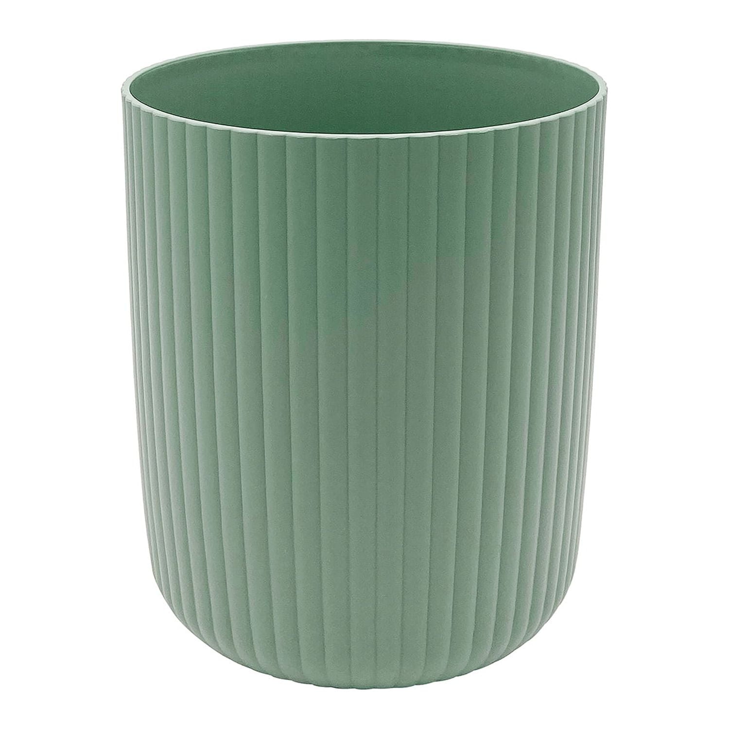 Mainstays Plastic Ribbed Wastebasket, 1.64 Gallon, Green, Durable ...