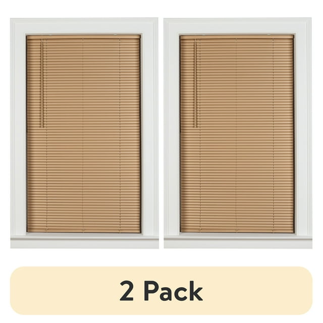 (2 pack) Mainstays 1" Cordless Vinyl Room Darkening Mini Blinds, Khaki ...
