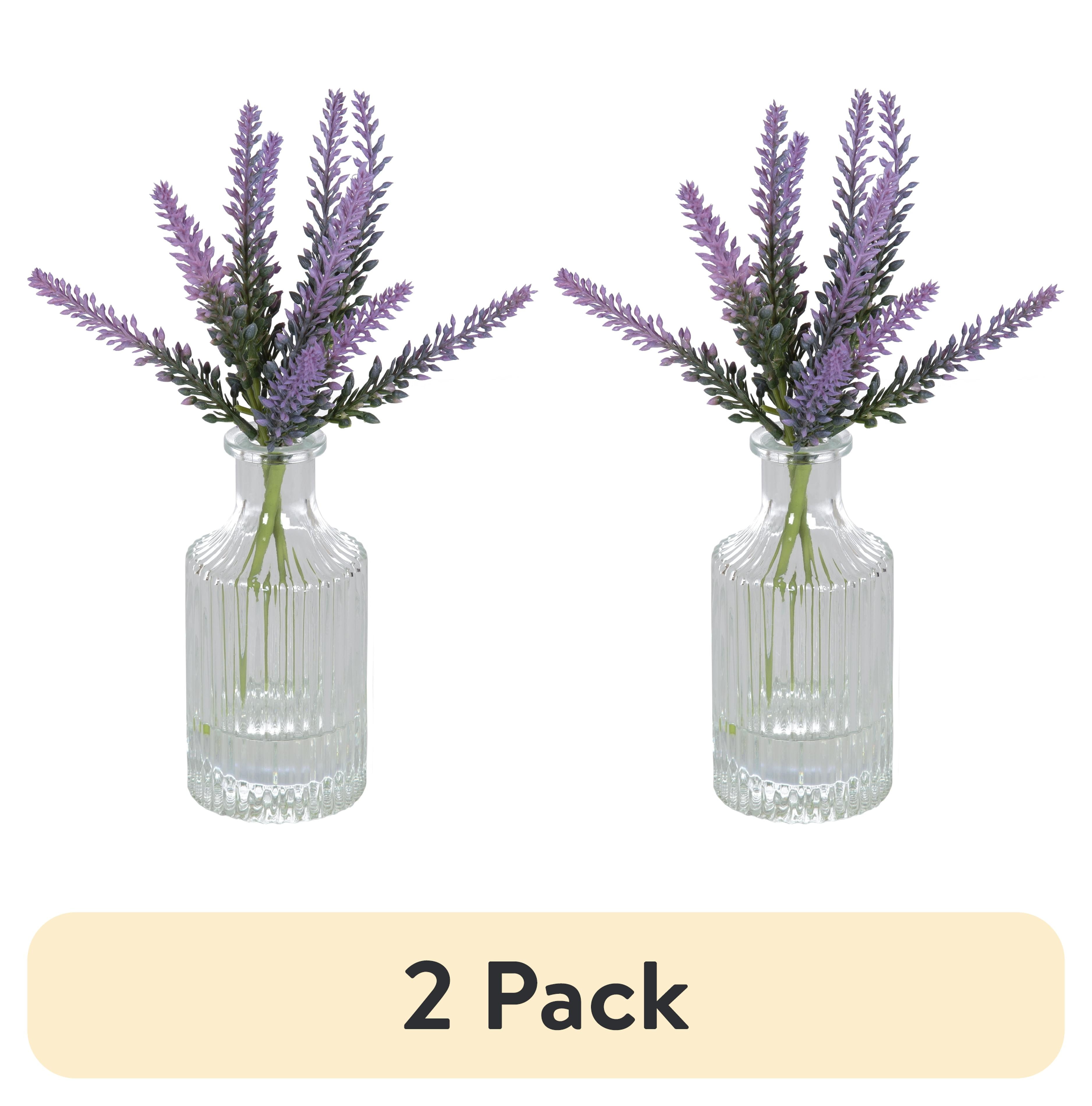 (2 pack) Mainstays 10.5" Artificial Lavender Flower Stems in Ribbed ...