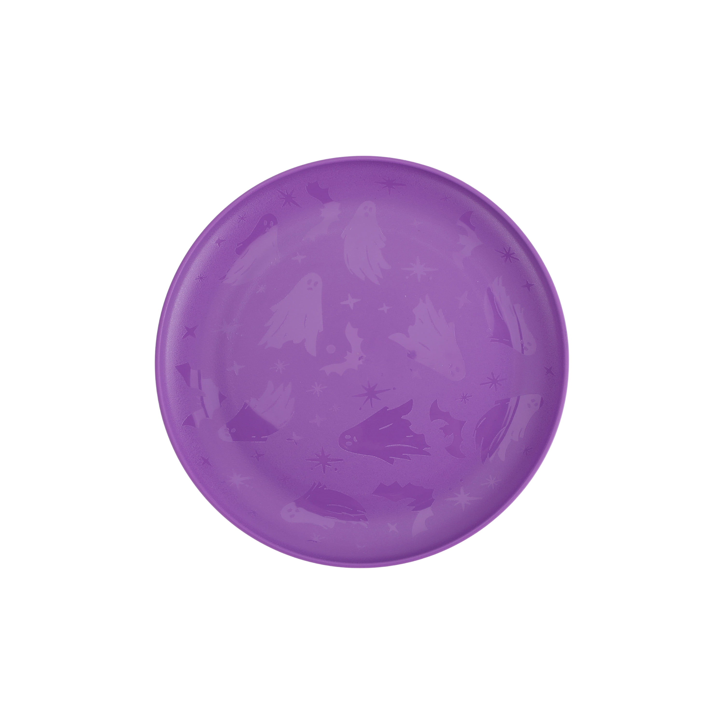 Mainstays 10.5 inch Round Plastic Etched Halloween Ghost Plate, Purple ...