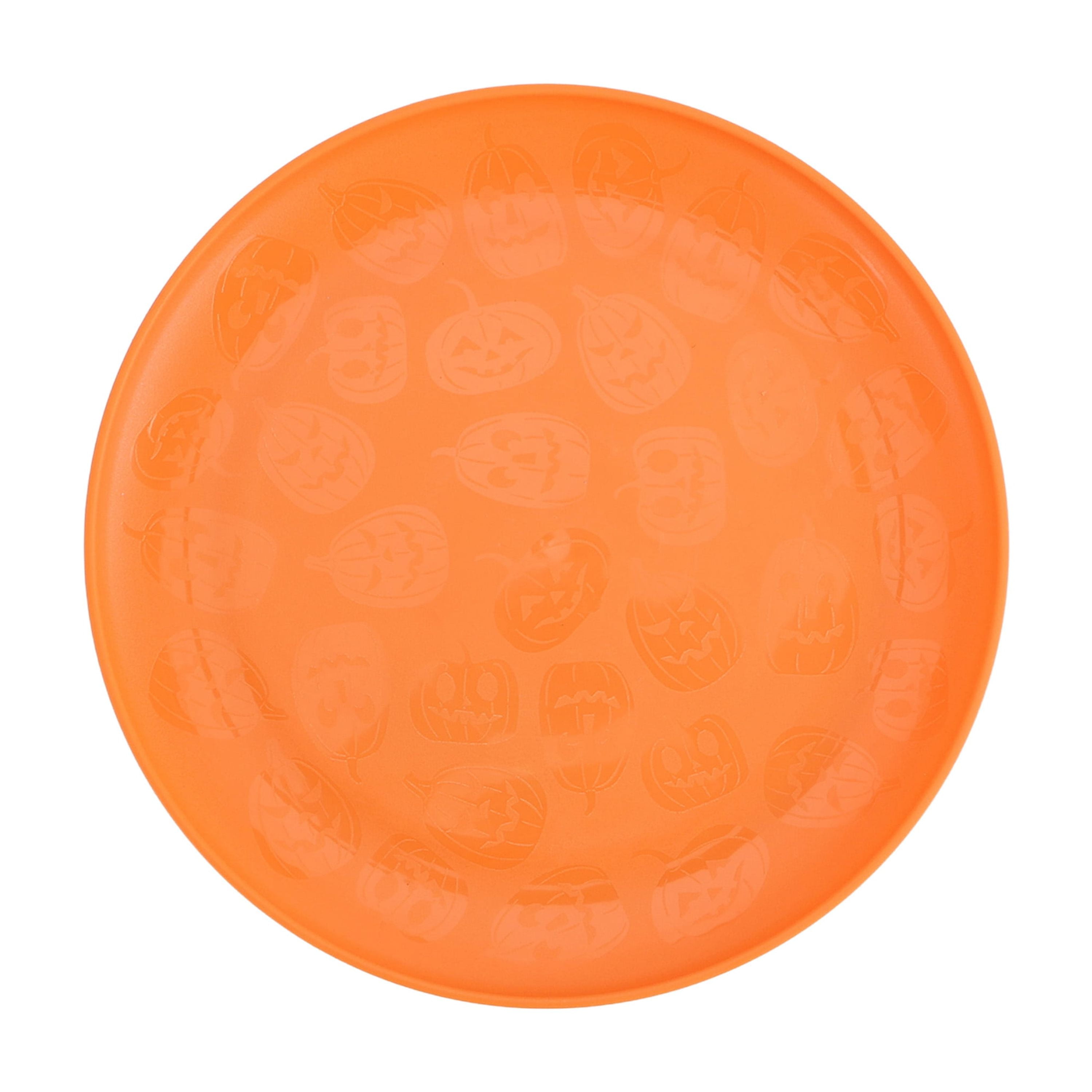 Mainstays 10.5 inch Round Plastic Etched Halloween Pumpkin Plate ...