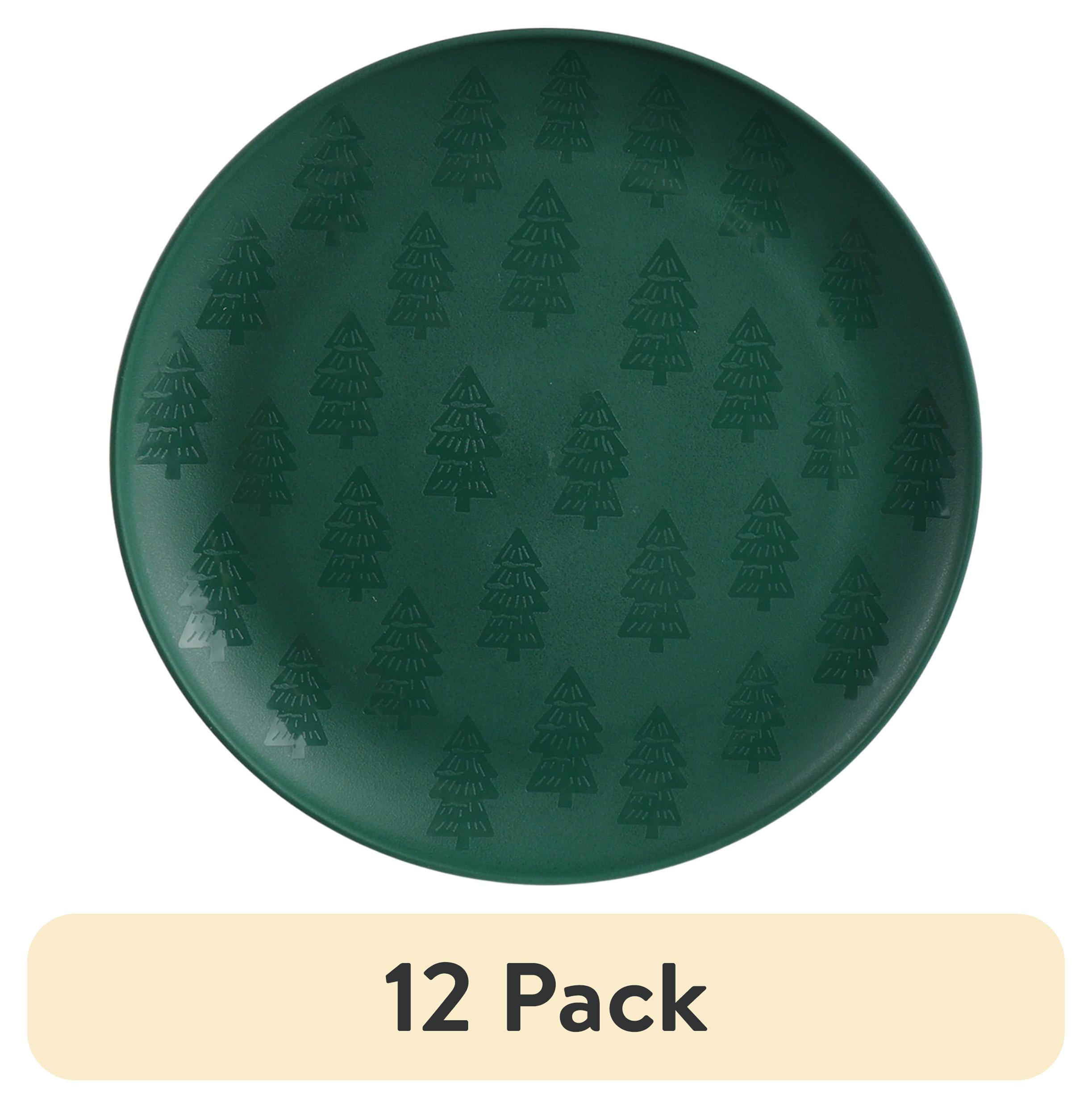 (12 pack) Mainstays 10.5 inch Round Plastic Etched Tree Plate, Green ...