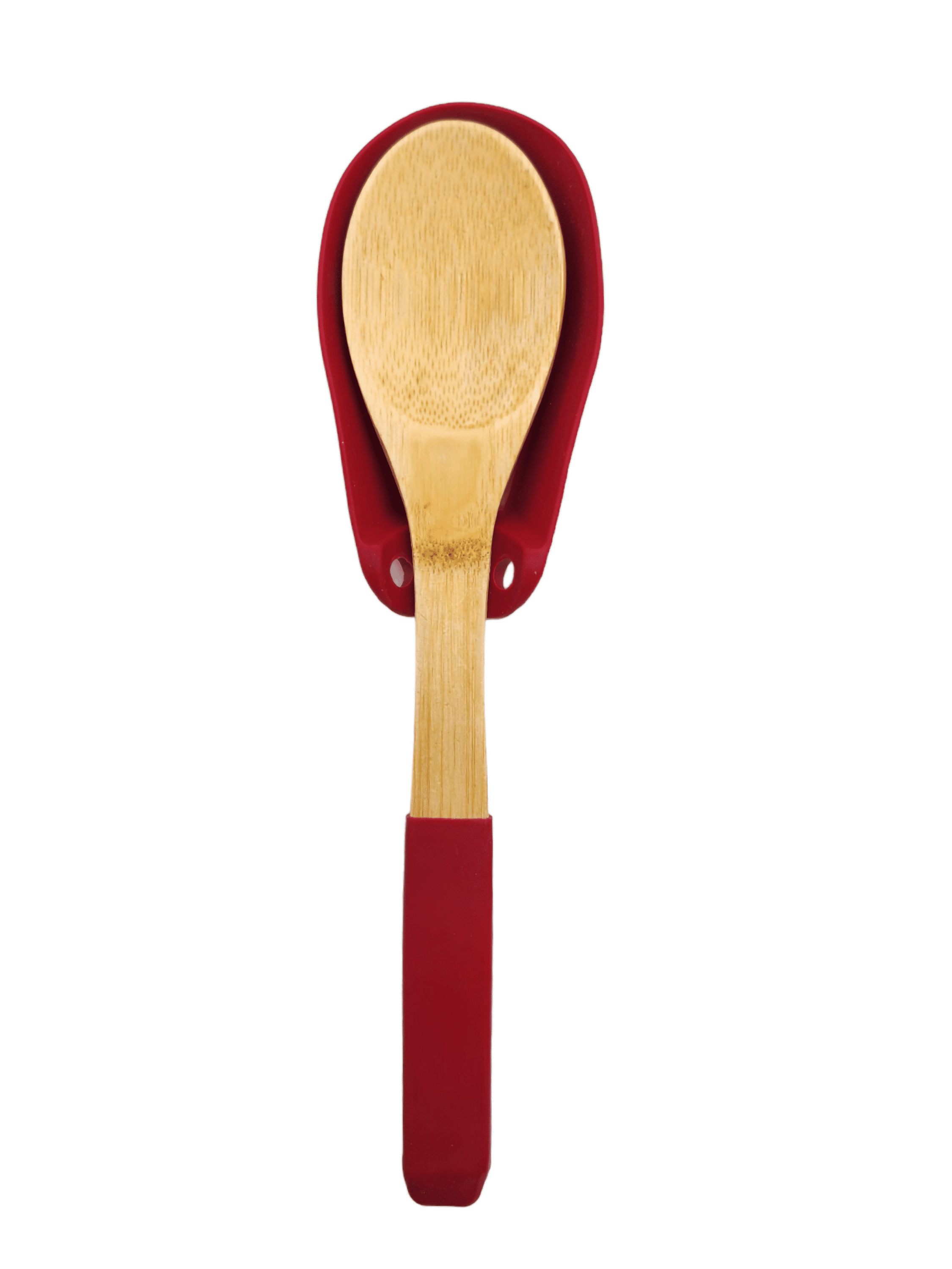 Mainstays Bamboo Serving Spoon with Red Silicone Handle and Rest, 10.6 ...
