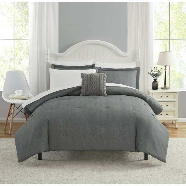 Free Shipping! Mainstays Light Grey 10 Piece Bed in a Bag Comforter Set ...