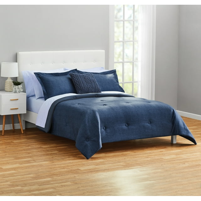 Free Shipping! Mainstays Navy 10 Piece Bed in a Bag Comforter Set with ...