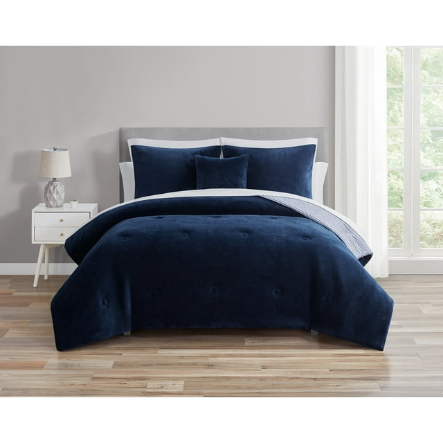 Navy Microplush Bedding Set - Queen Size Comforter - Walmart.com
