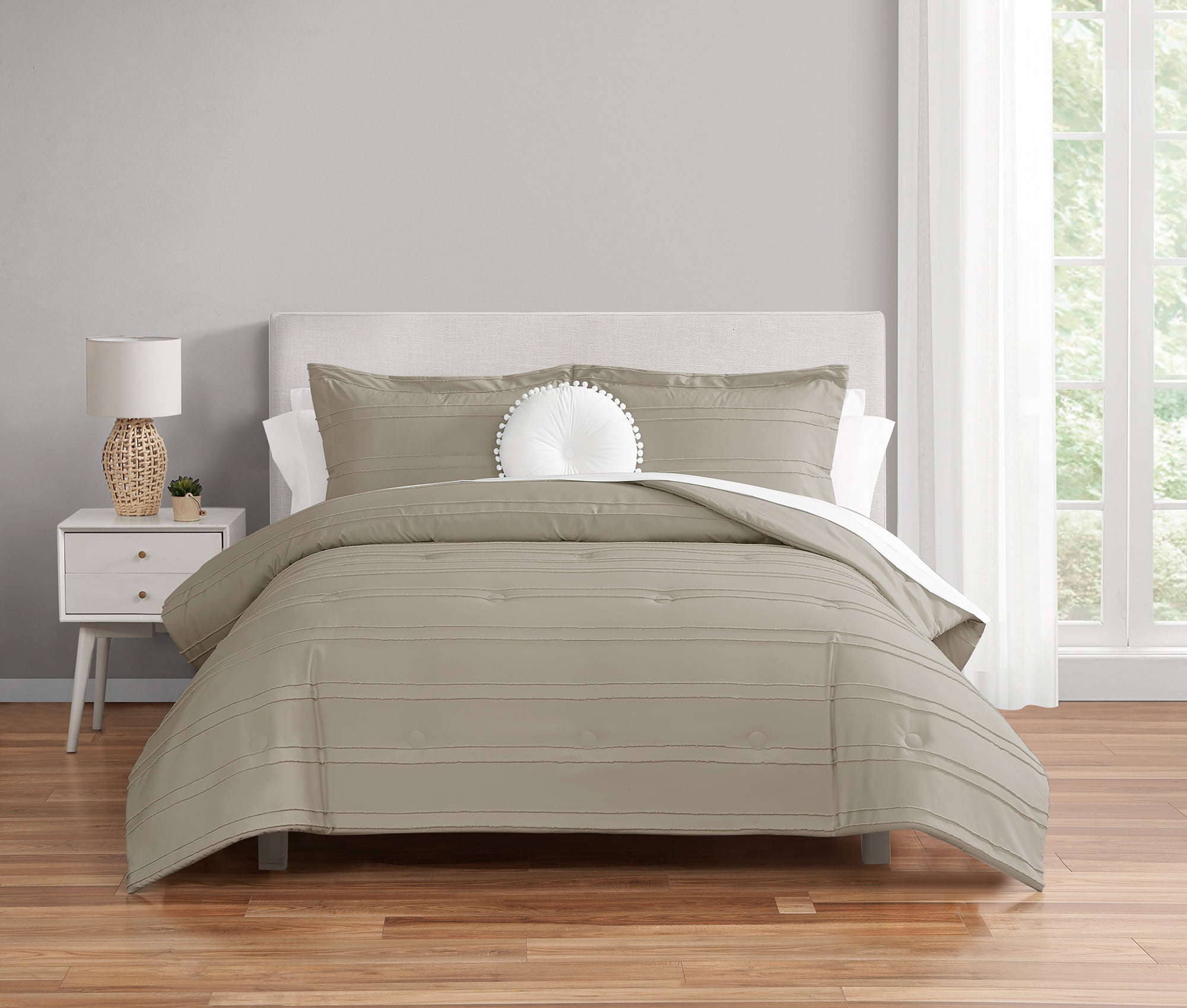 Mainstays 10 Piece Tan Stripe Bed in a Bag Comforter Set with Sheets ...